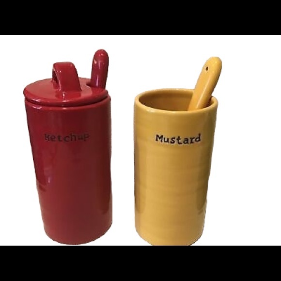 Pottery Barn | Kitchen | Pottery Barn Bbq Condiment Set Picnic Ceramic ...